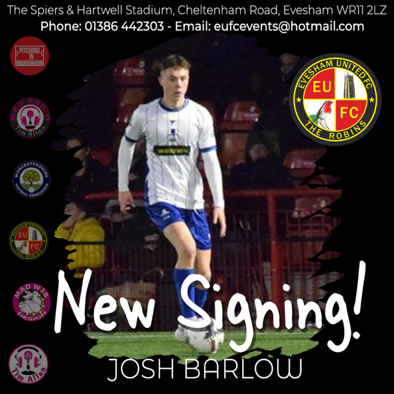 Midfielder Josh Barlow signs – Evesham United FC News