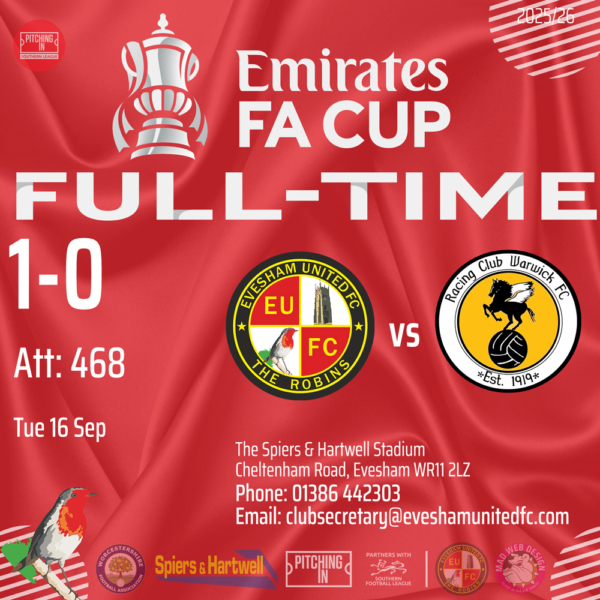 Robins into the Next round of the FA Cup – Evesham United FC News
